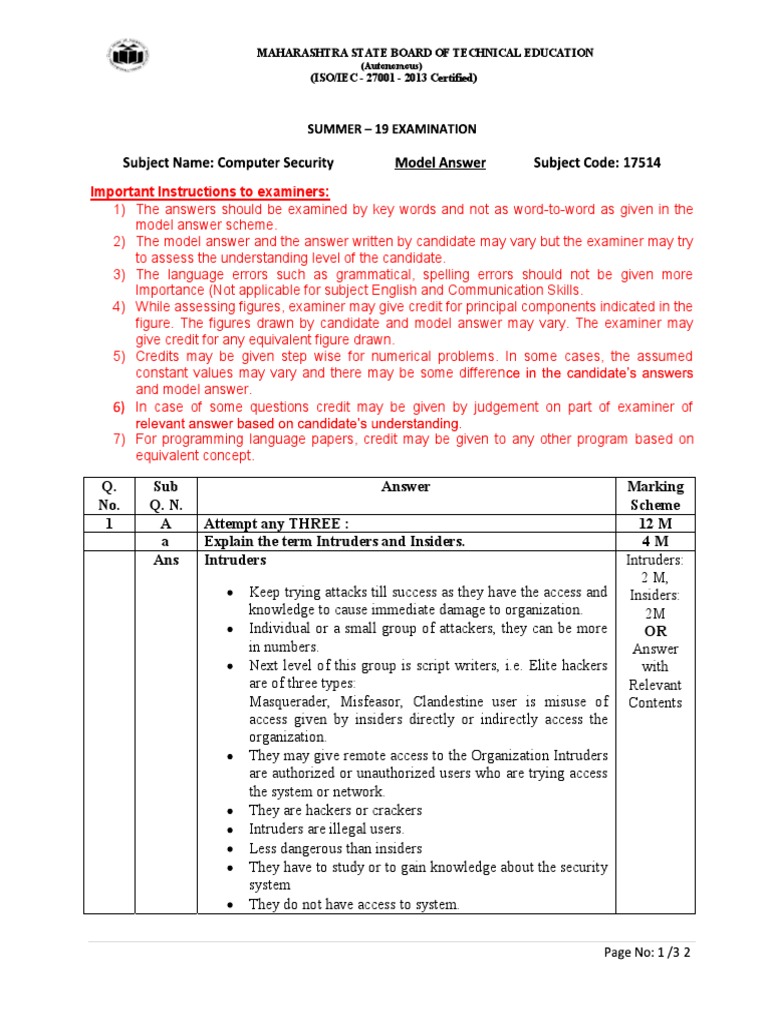 2019 Summer Model Answer Paper (Msbte Study Resources) | PDF ...