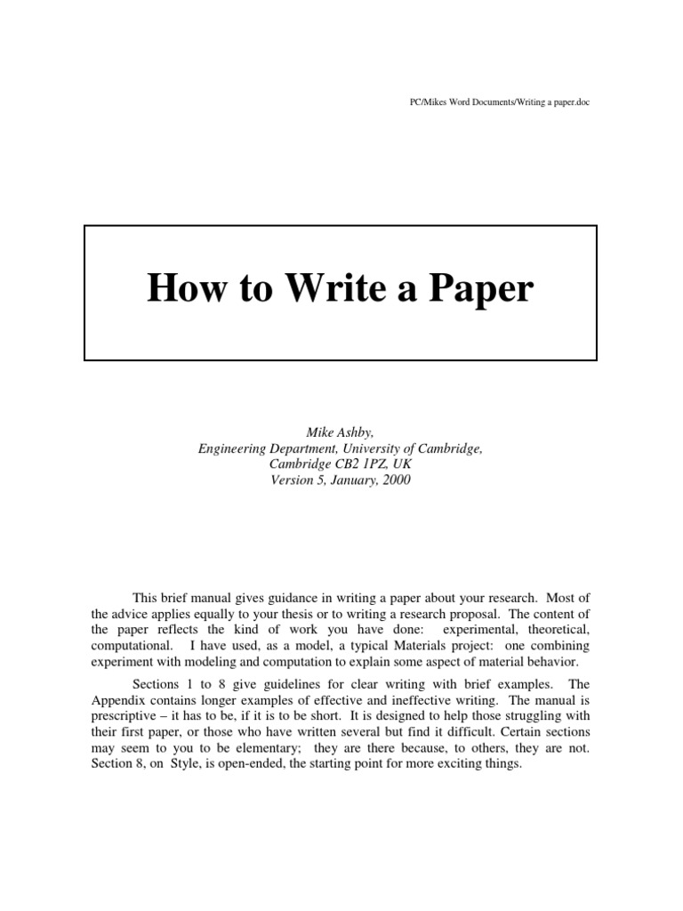 How To Write A Paper | PDF | Verb | Adjective
