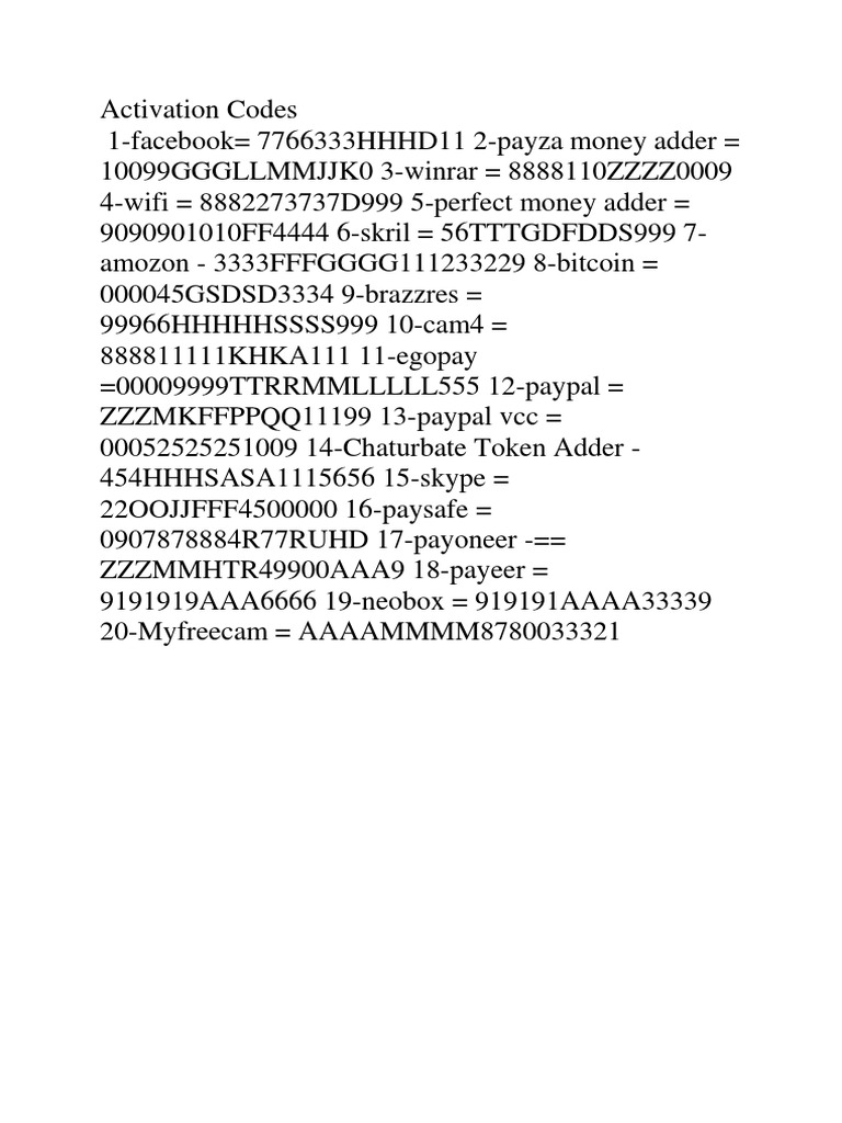 Activation Codes | PDF