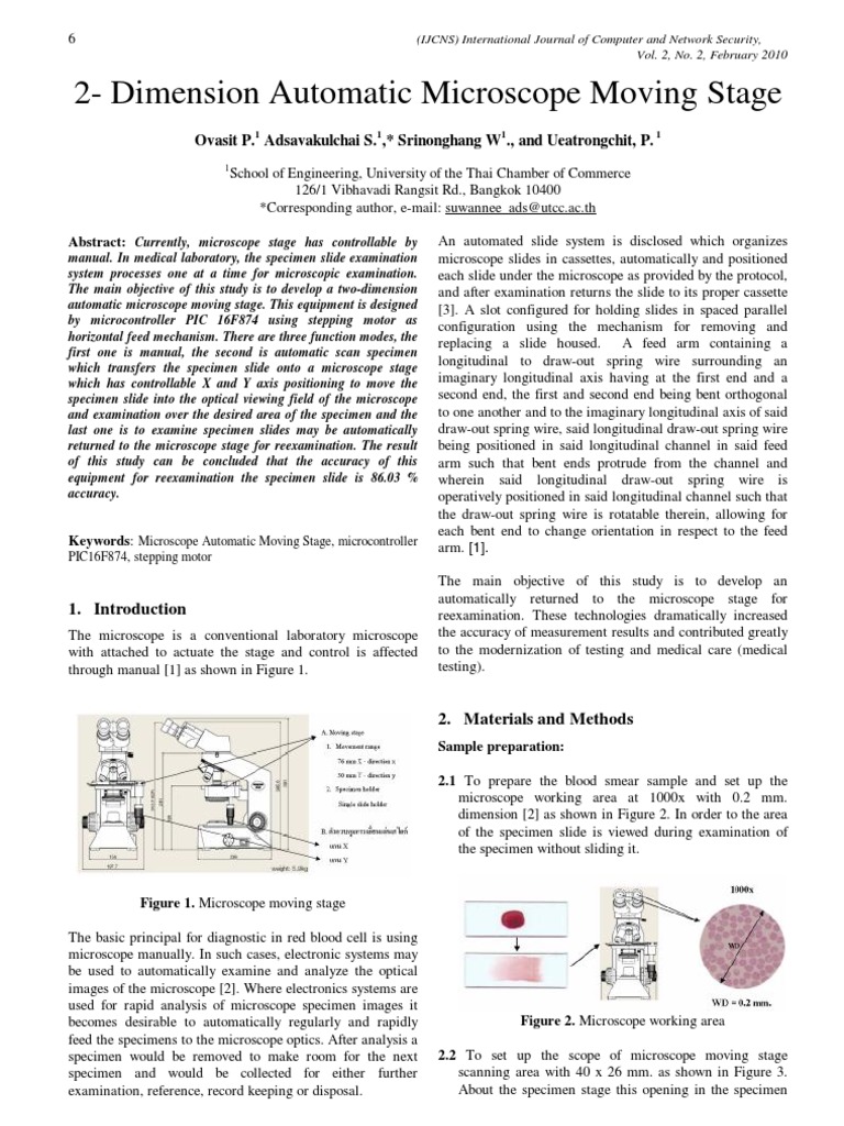 2-Dimension Automatic Microscope Moving Stage: Ovasit P. Adsavakulchai ...