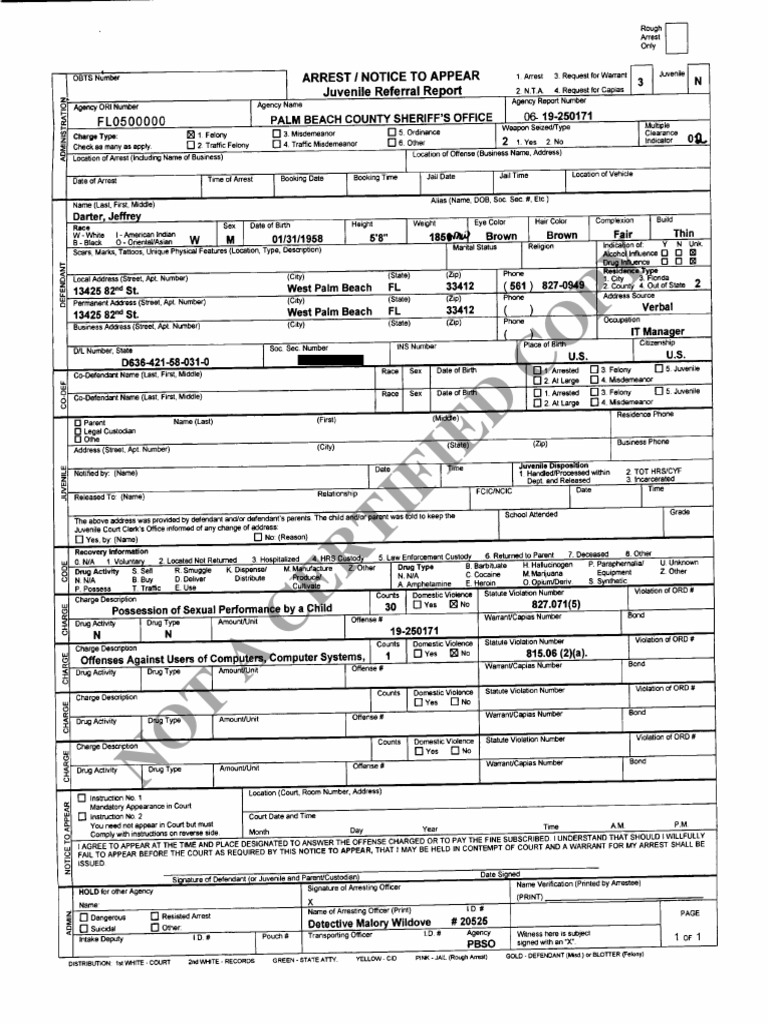 Jeffrey Darter Arrest Report | PDF