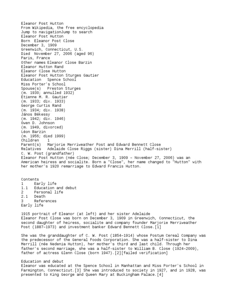 The Many Marriages and Global Travels of Eleanor Post Hutton: An ...