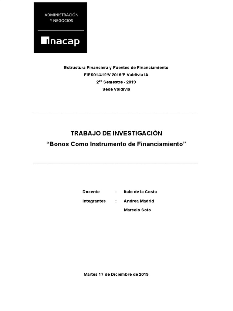 Bonos: Instrumentos de Financiamiento Efectivos | PDF | Interés | Bonos ...