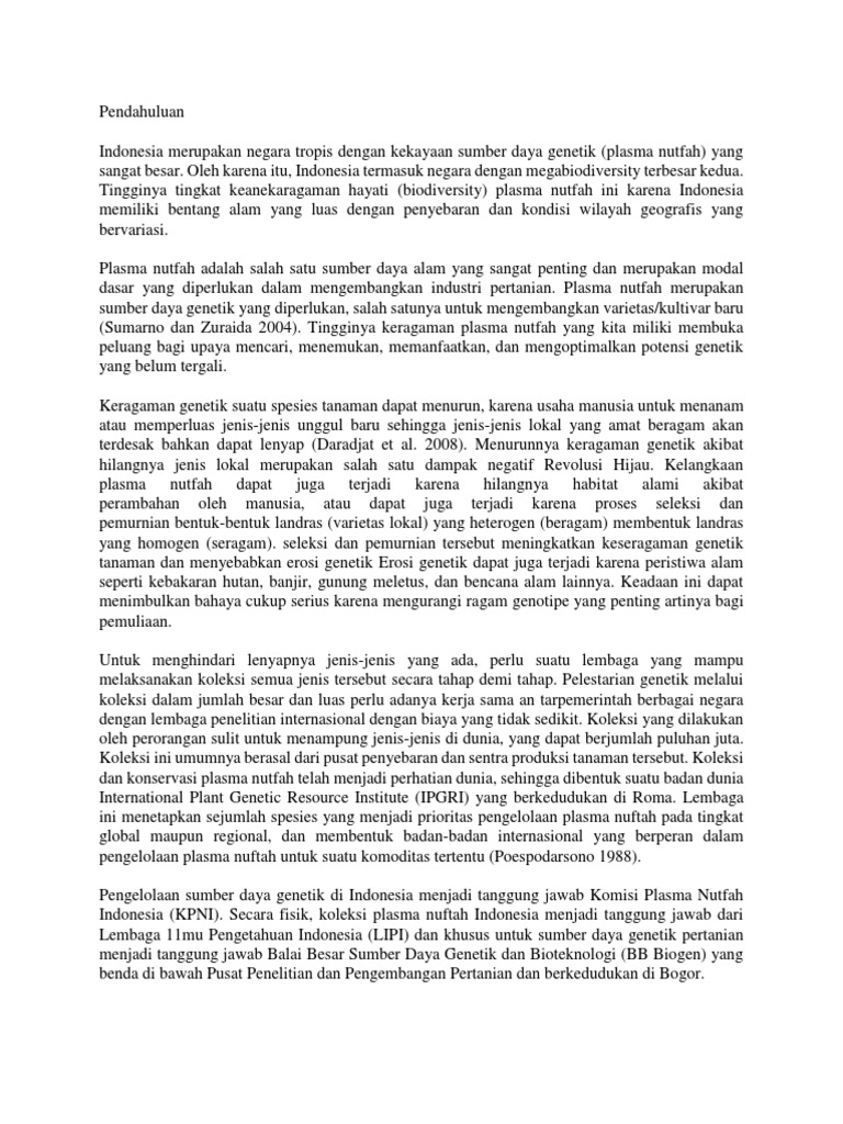 Kegiatan Konservasi Plasma Nutfah | PDF | Sains & Matematika ...