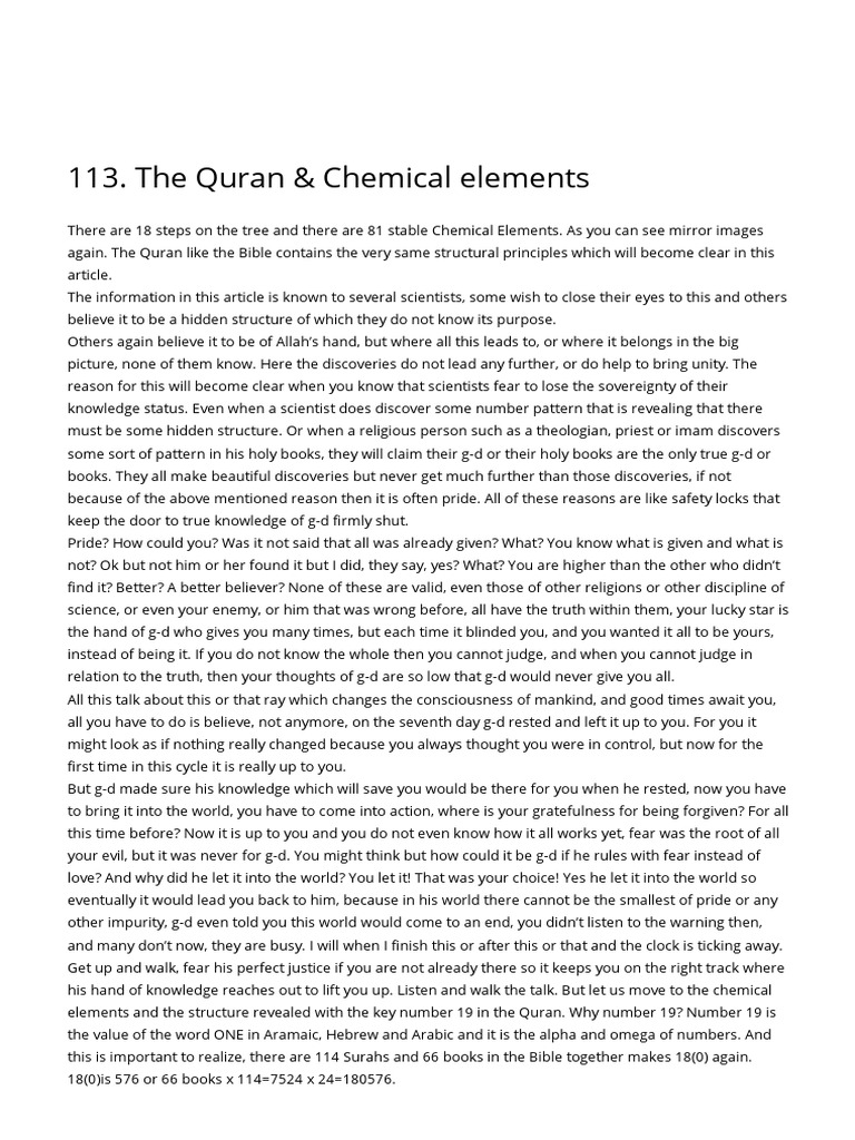 The Quran & Chemical Elements | PDF | Chemical Elements | Isotope