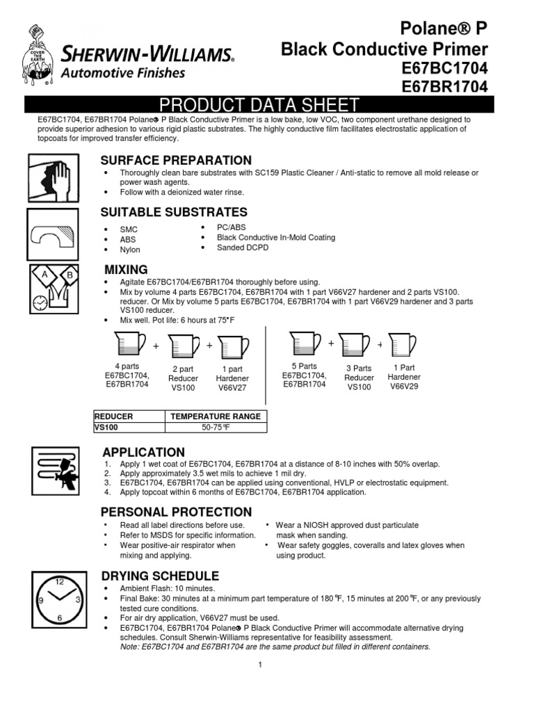 Sherwin-Williams Primer E67BC1704 20141007 PDF | PDF | Industrial ...