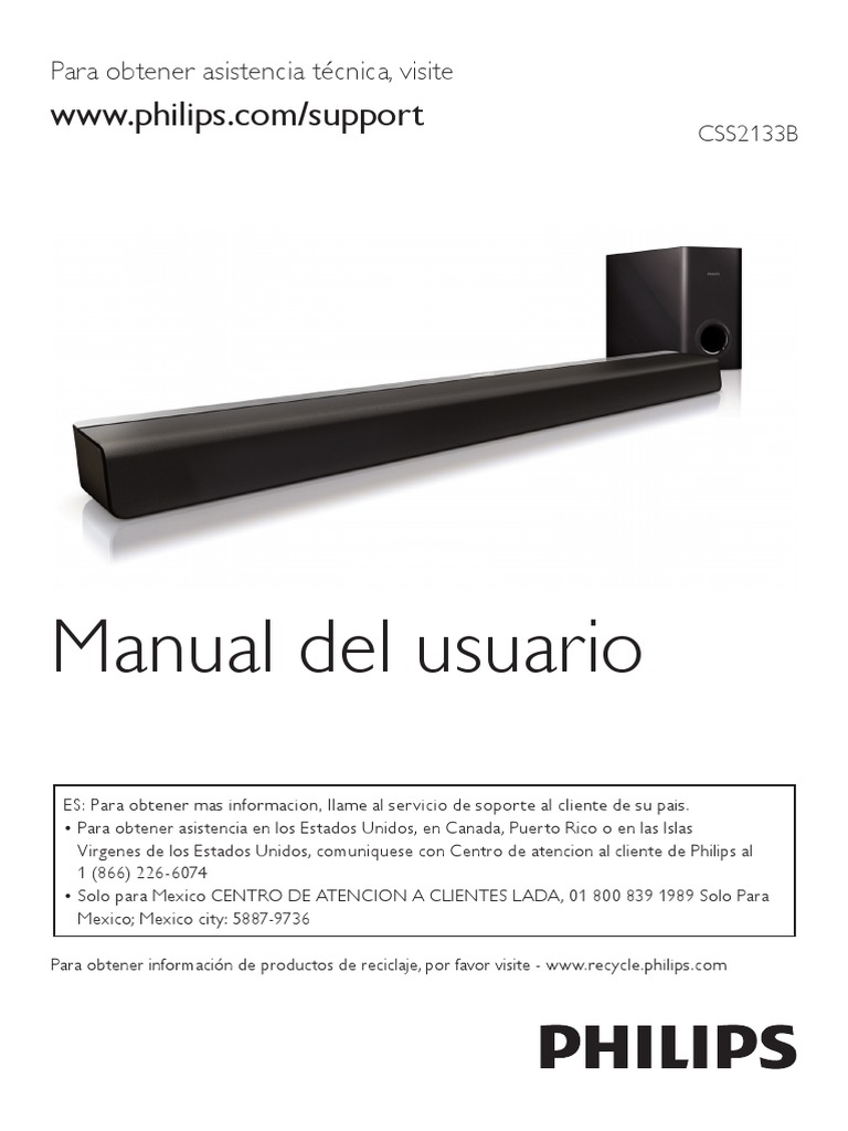 Philips Soundbar CSS 2133 | PDF | Bluetooth | Enchufes y tomas de ...