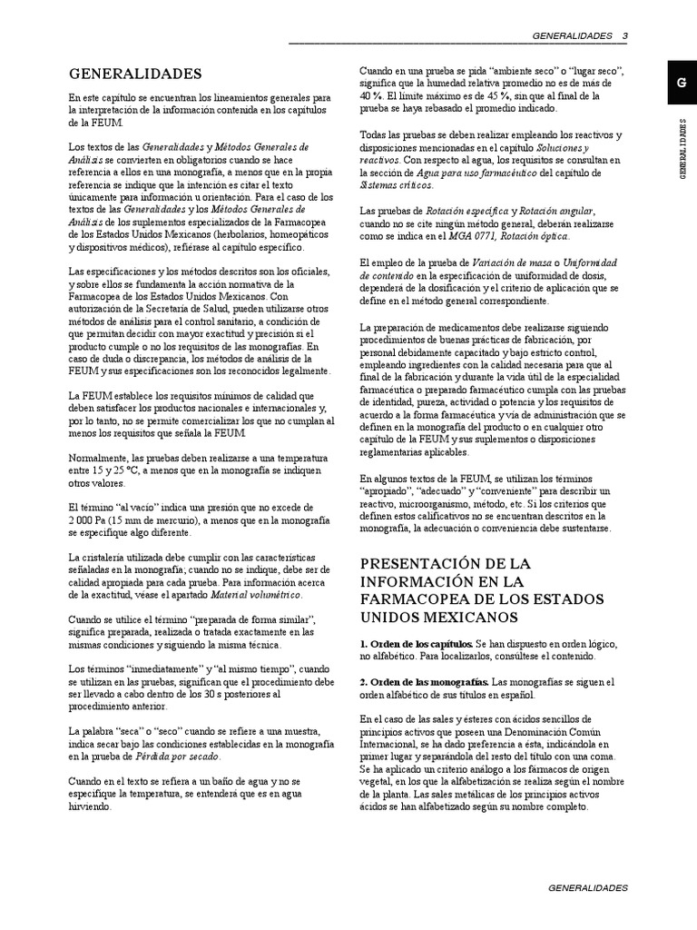 Generalidades FEUM | PDF | Farmacia | Farmacéutico
