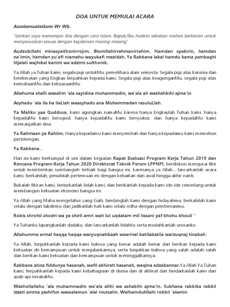 Doa Untuk Memulai Acara | PDF | Agama & Spiritualitas