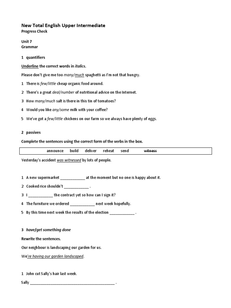 New Total English Upper Intermediate - Unit 7 Progress - Edit Homework ...