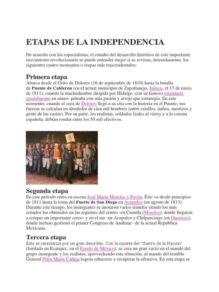 Etapas de La Independencia | PDF | Guerras de independencia | México ...