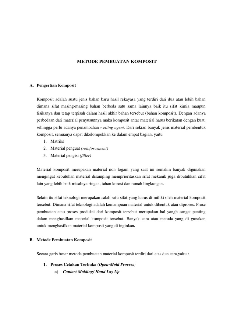 Metode Pembuatan Komposit | PDF