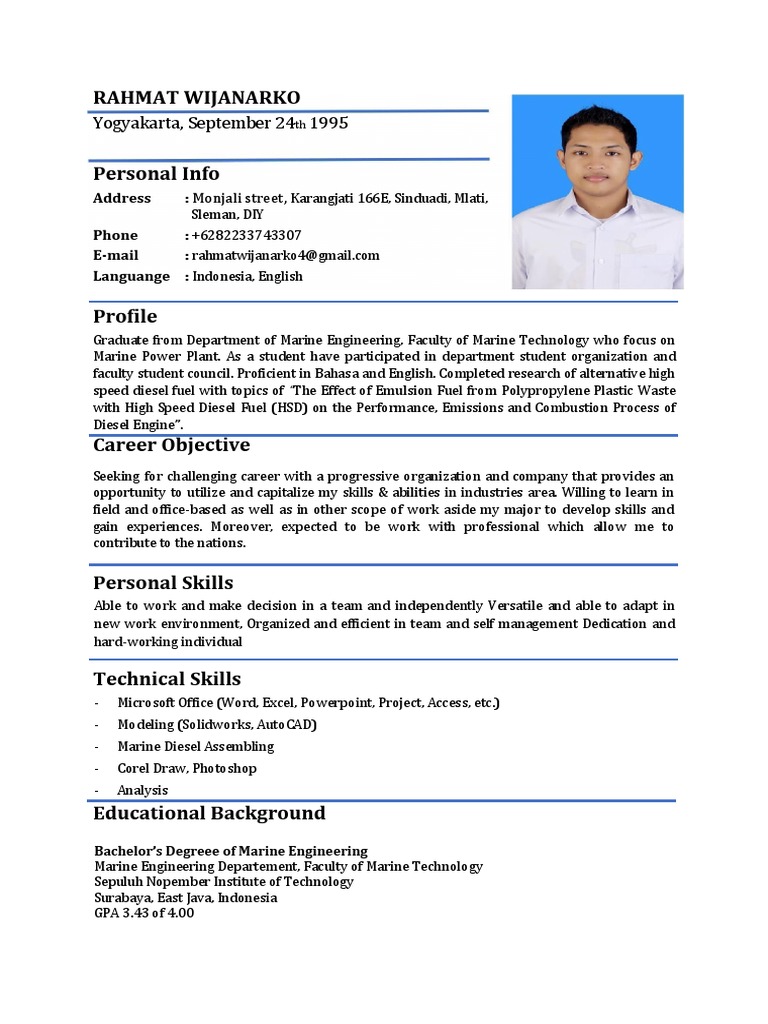 Curriculum Vitae - Rahmat Wijanarko 2019 PDF | PDF | Marine Propulsion | Nature