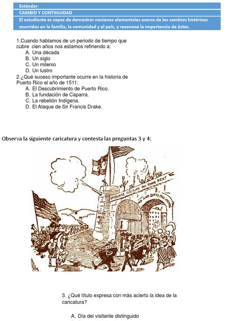 Prueba Diagnostica HISTORIA DE P.R.7 EST | PDF | Puerto Rico | Vertedero