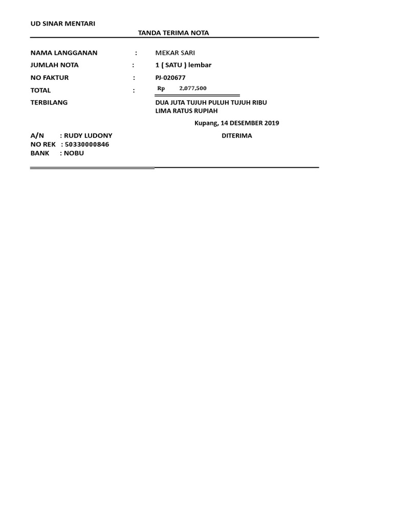 Tanda Terima Nota Tagihan | PDF