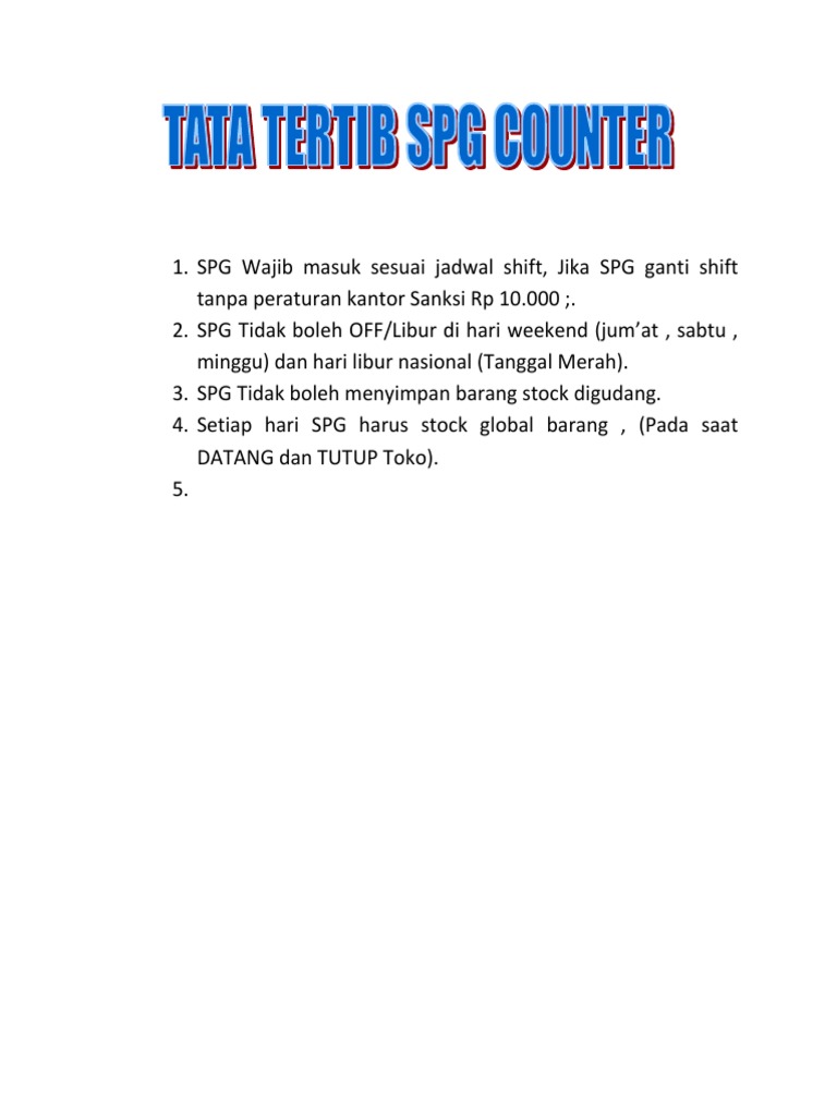 Tata Tertib SPG Counter | PDF