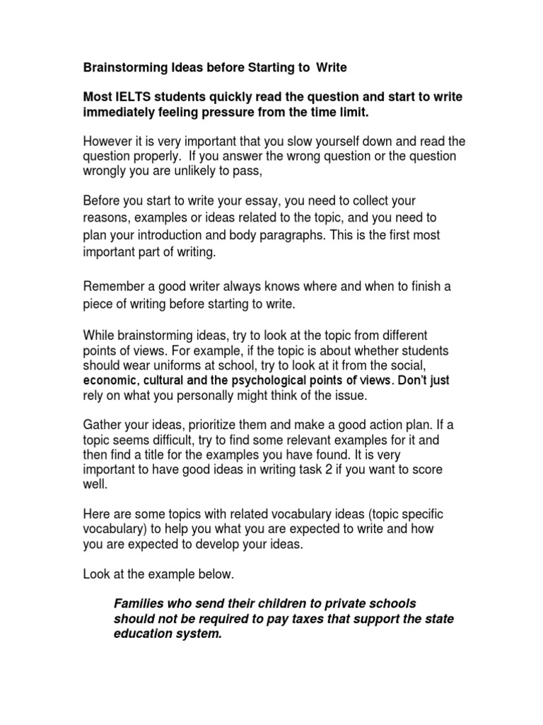 Brainstorming Strategies for IELTS Writing | PDF | Brainstorming ...