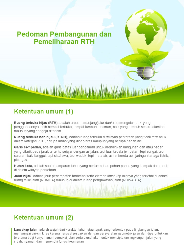 RTH - Jenis RTH Dan Kriteria Tanaman | PDF | Griya & Taman