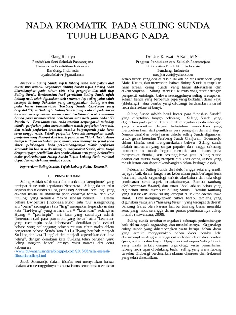 NADA Kromatik Pada Suling Sunda Tujuh Lubang Nada | PDF