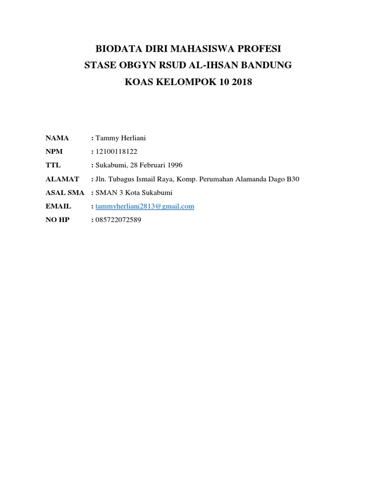 Contoh Biodata | PDF | Karier & Perkembangan | Ilmu Sosial