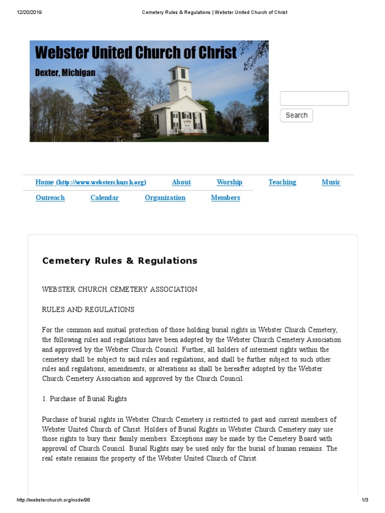 Cemetery Rules & Regulations - Webster United Church of Christ ...