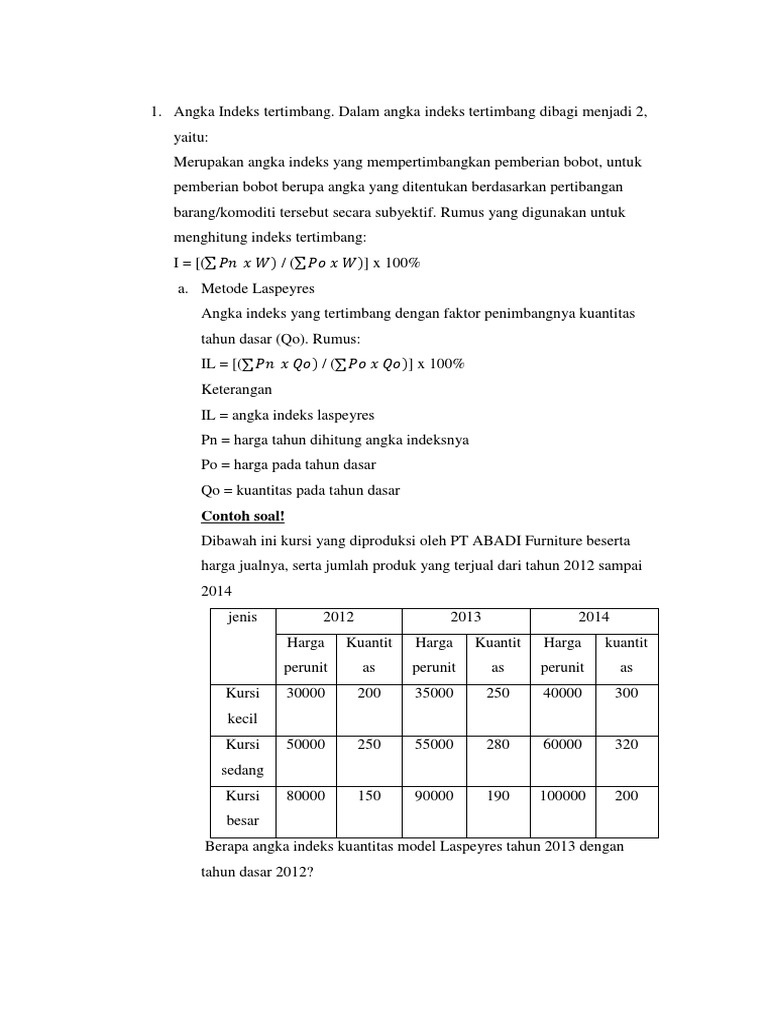 Indeks Harga Metode Laspeyres | PDF | Seni