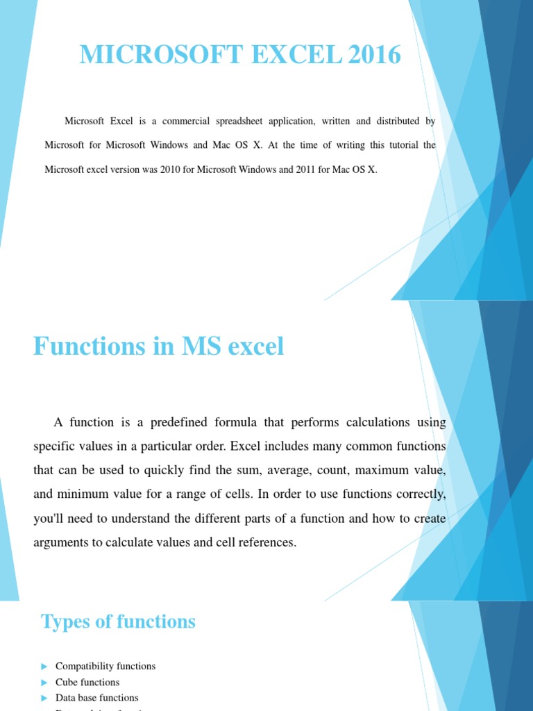 Microsoft Excel 2016 | PDF | Microsoft Excel | Spreadsheet