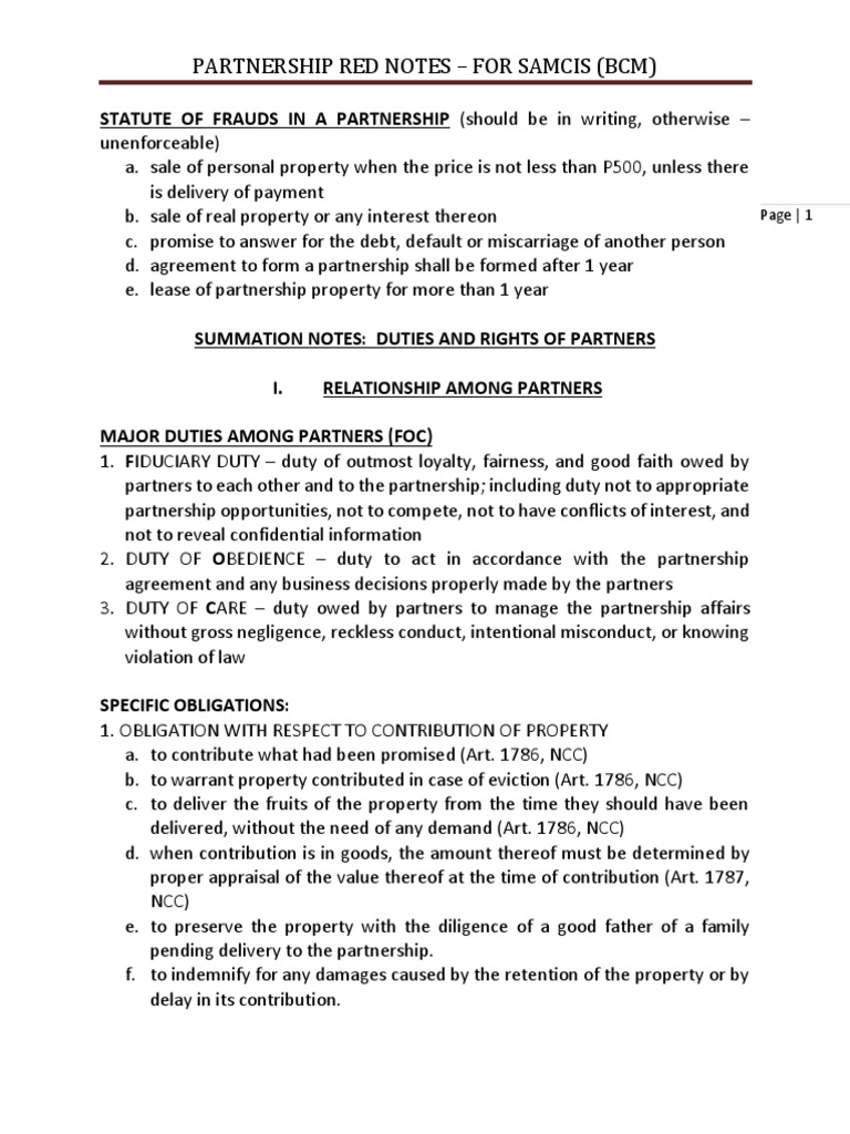 Partnership Notes | PDF | Partnership | Law Of Agency