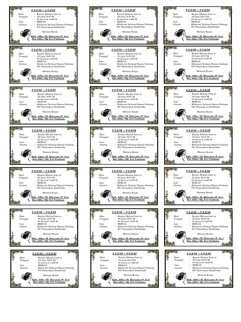 Contoh Ulem-Ulem Pernikahan 2019 | PDF