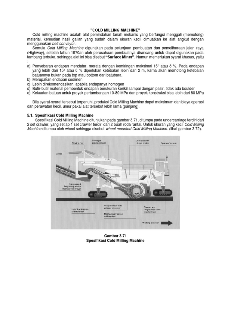 Spesifikasi dan Metode Cold Milling Machine | PDF