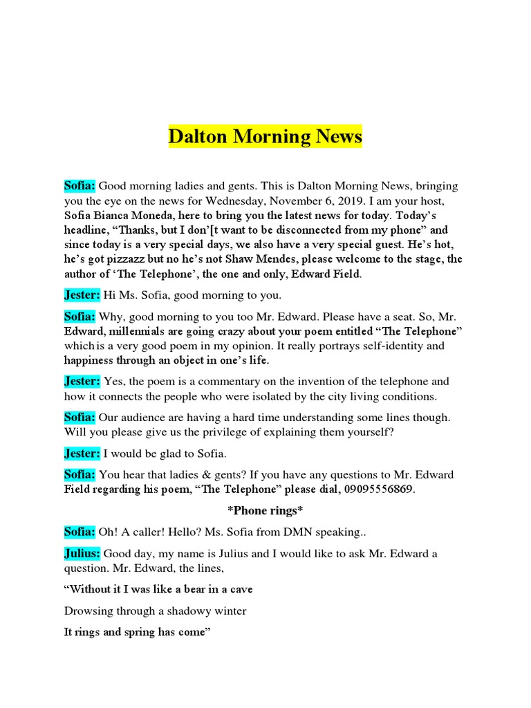 Talk Show Script (Demo) | PDF | Telephone | Communication