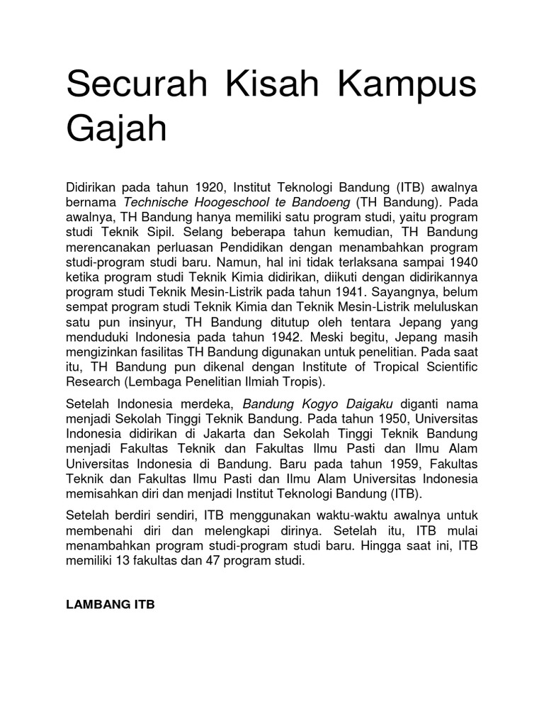 Sejarah ITB | PDF