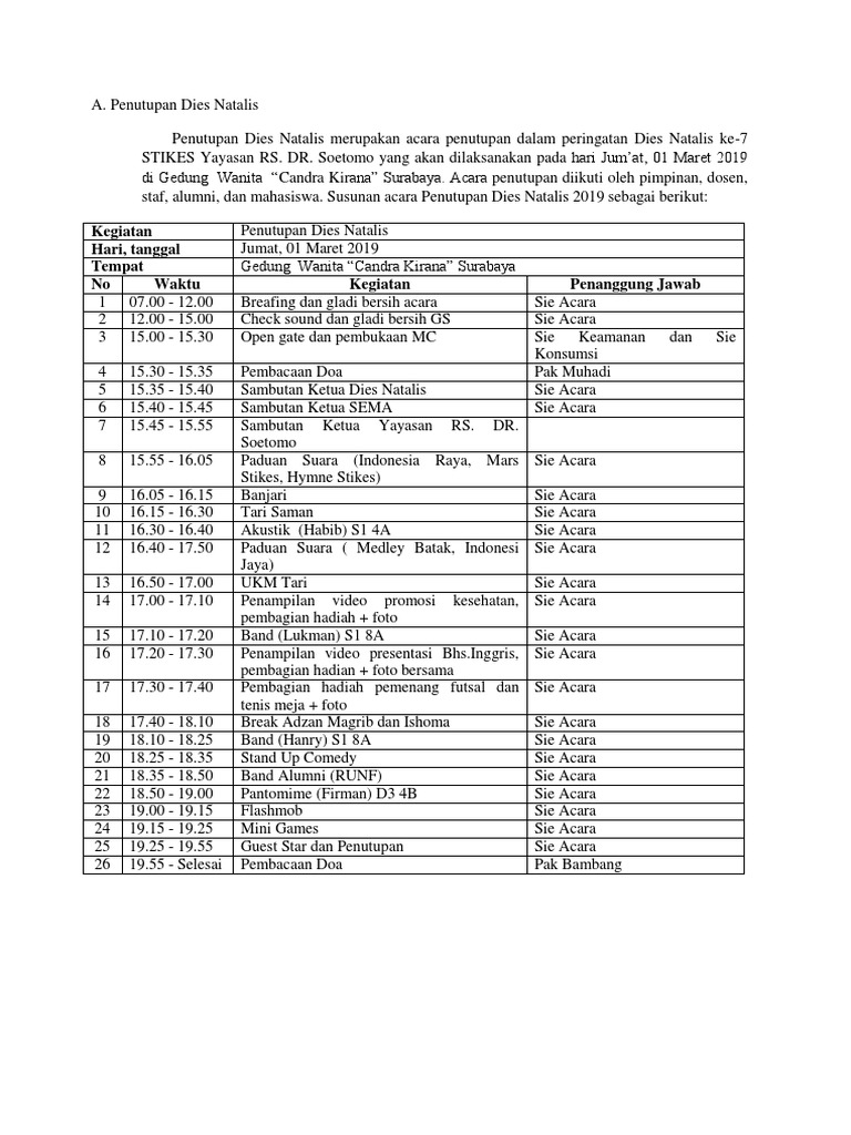 Rundown Closing Ceremony | PDF