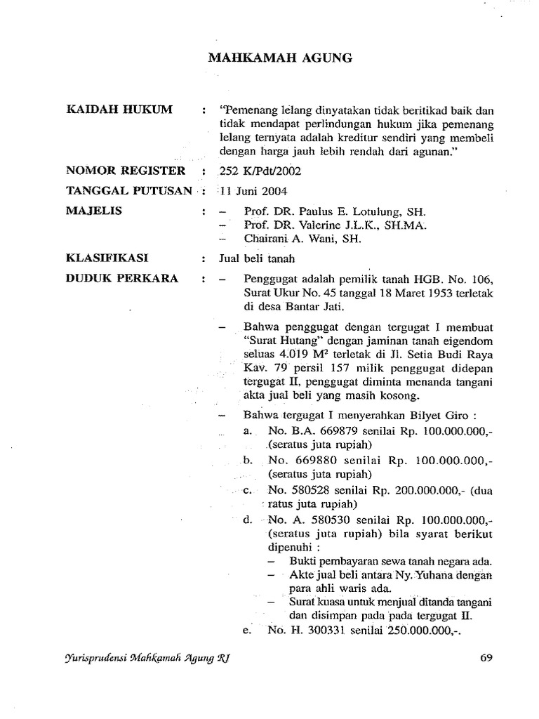 Lampiran Putusan MA 252 K/Pdt/2002 | PDF