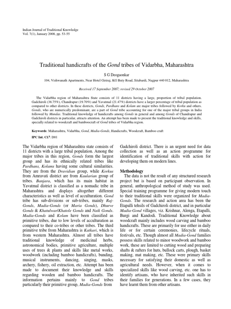 Traditional Handicrafts of Gonds of Vidarbha | PDF | Bamboo