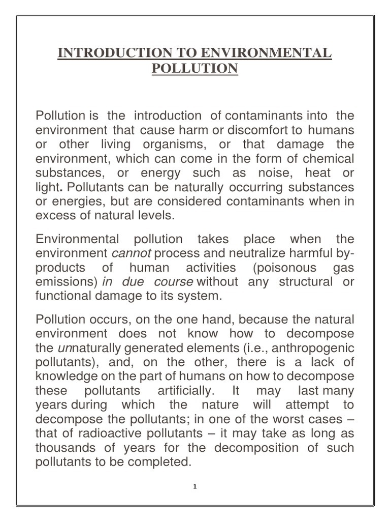 Introduction To Environmental Pollution | PDF | Sound | Pollution