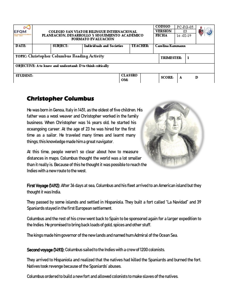 Christopher Colombus PDF | PDF | Voyages Of Christopher Columbus ...