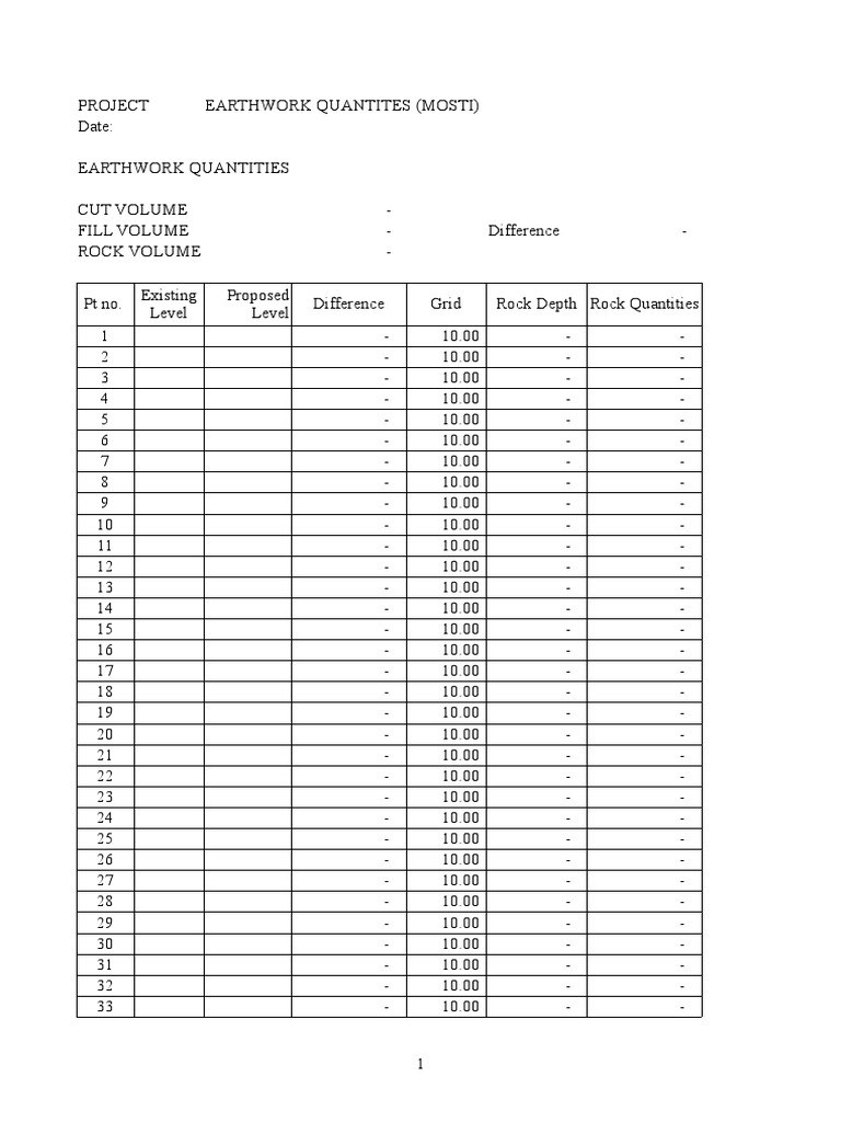 EXCEL:EARTHWORK MANUAL SPREADSHEET | Nature