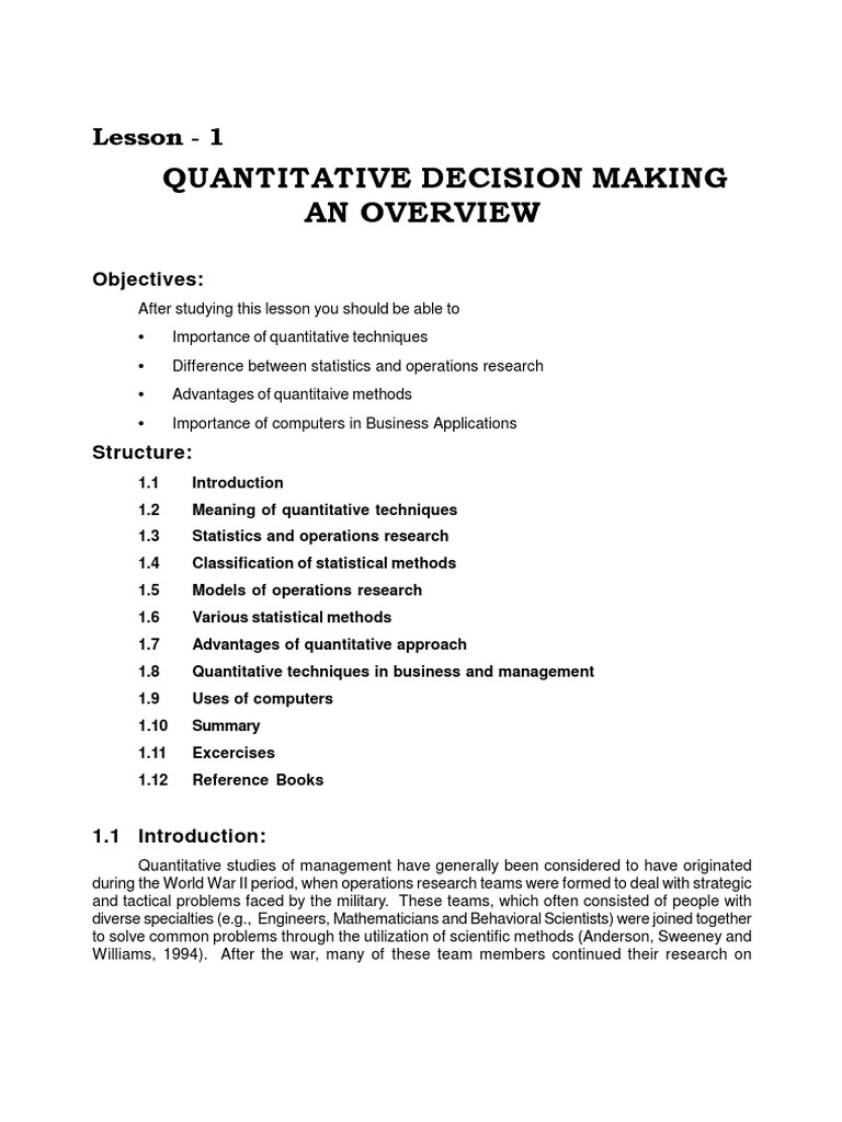1-Quantitative Decision Making and Overview PDF | PDF | Correlation And ...