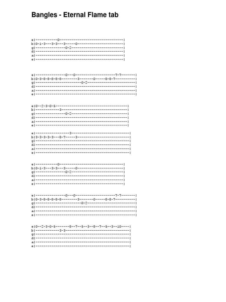 Bangles - Eternal Flame Tab | PDF | Teaching Methods & Materials