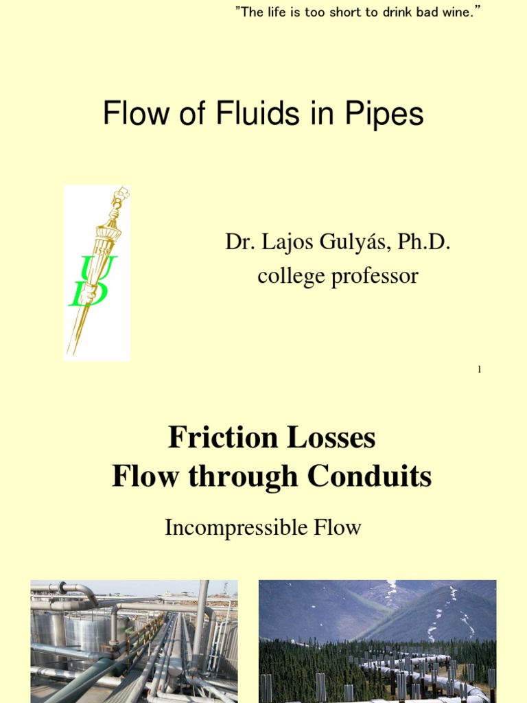 Flow of Fluids in Pipes | Download Free PDF | Reynolds Number | Fluid ...