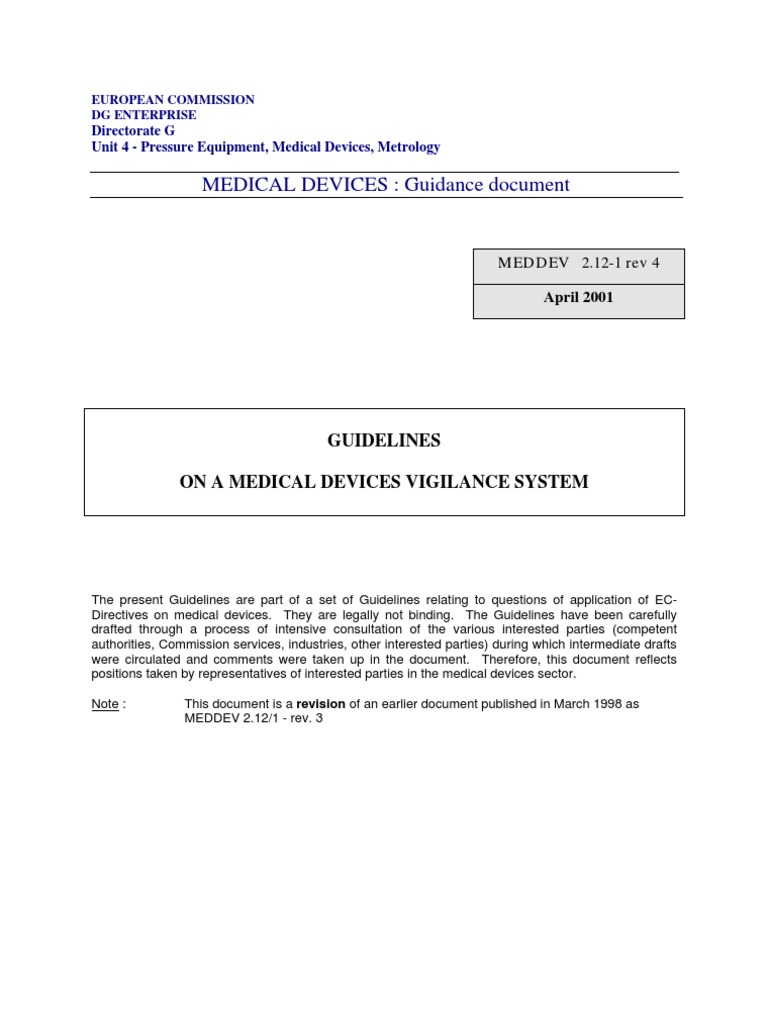 Medical Device Vigilance Guidelines | PDF | Medical Device | Adverse Effect
