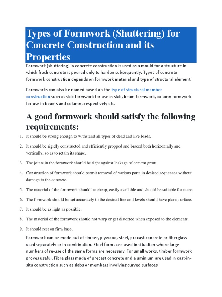 Formwork Fundamentals: A Comprehensive Guide to Types of Formwork ...