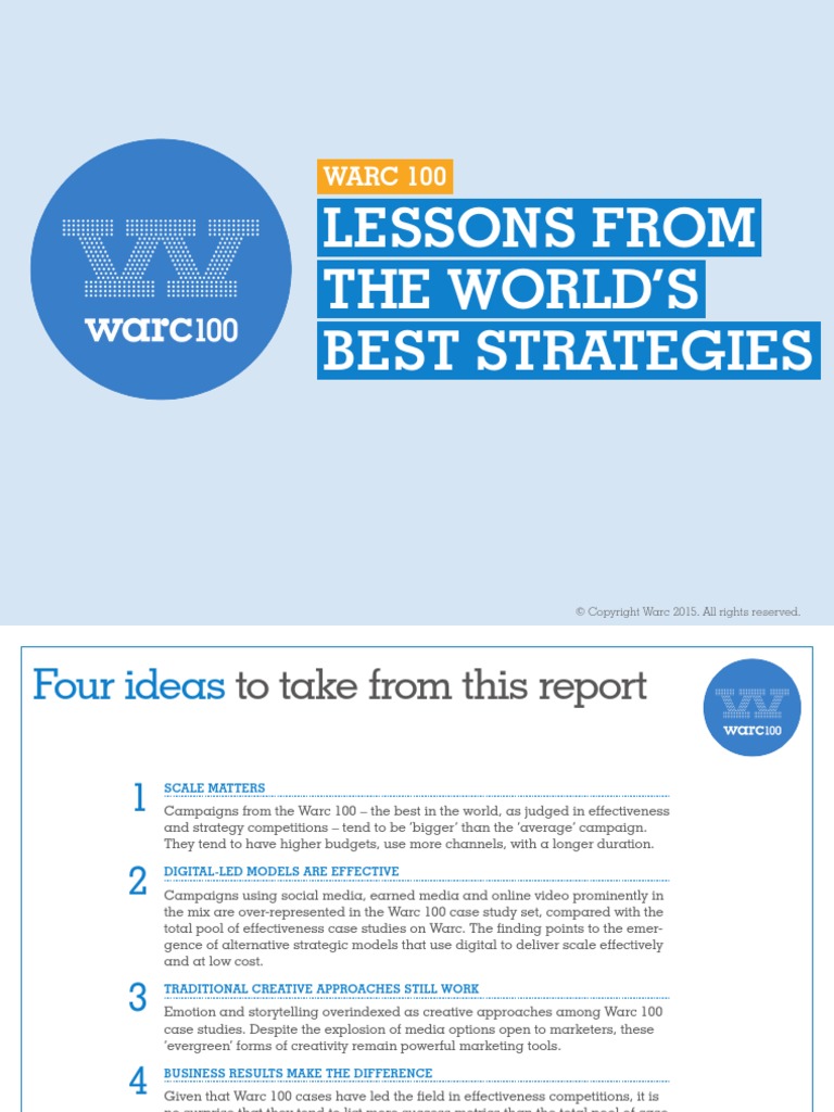 Warc 100 Lessons From The Worlds Best Strategies | PDF | Advertising ...