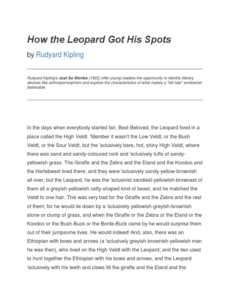How the Leopard Got His Spots | PDF | Leopard | Organisms