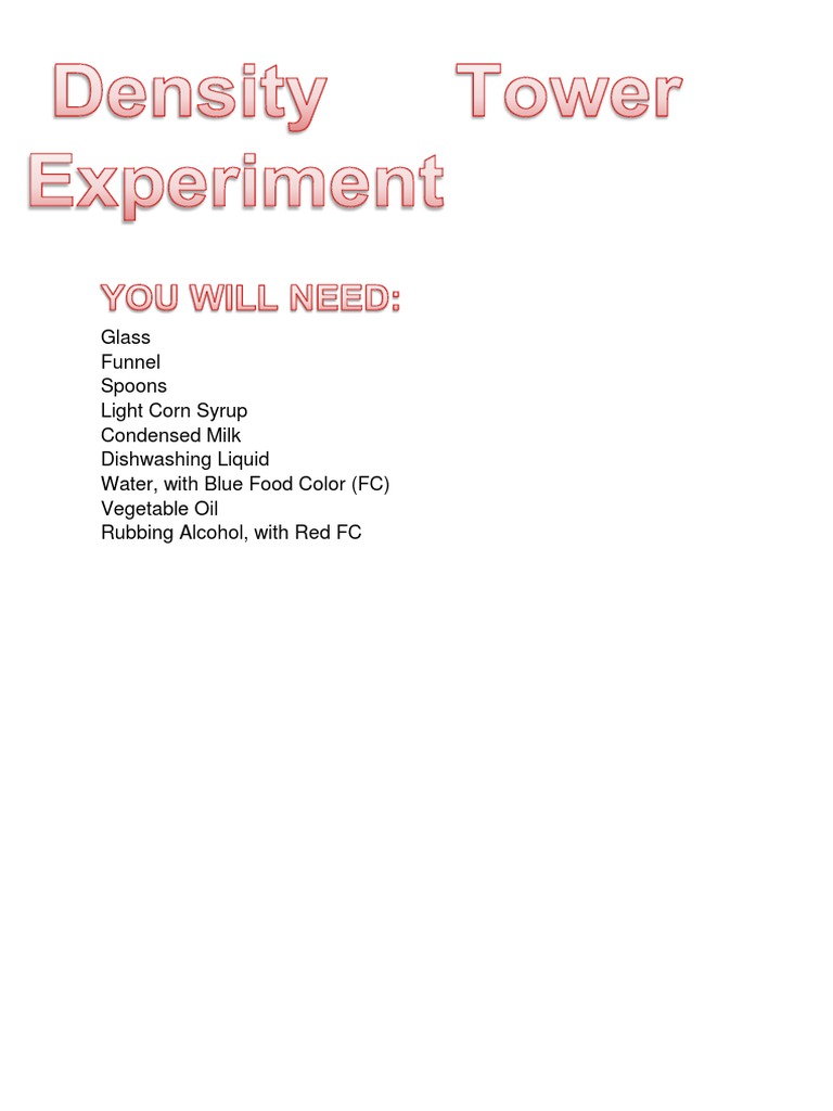 Density Tower Experiment Guide | PDF