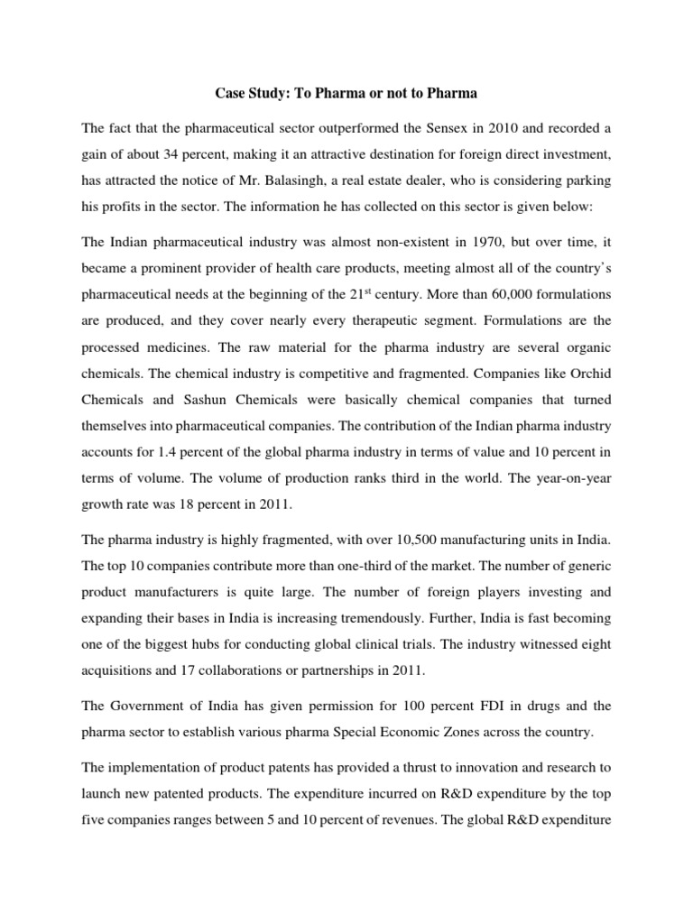 Case Study Pharma | PDF | Pharmaceutical Industry | Generic Drug