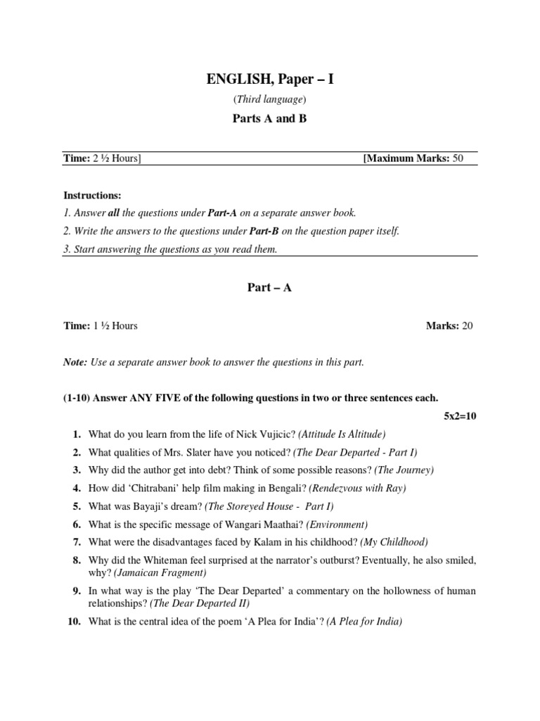 English 10th | PDF | Question | Reading Comprehension