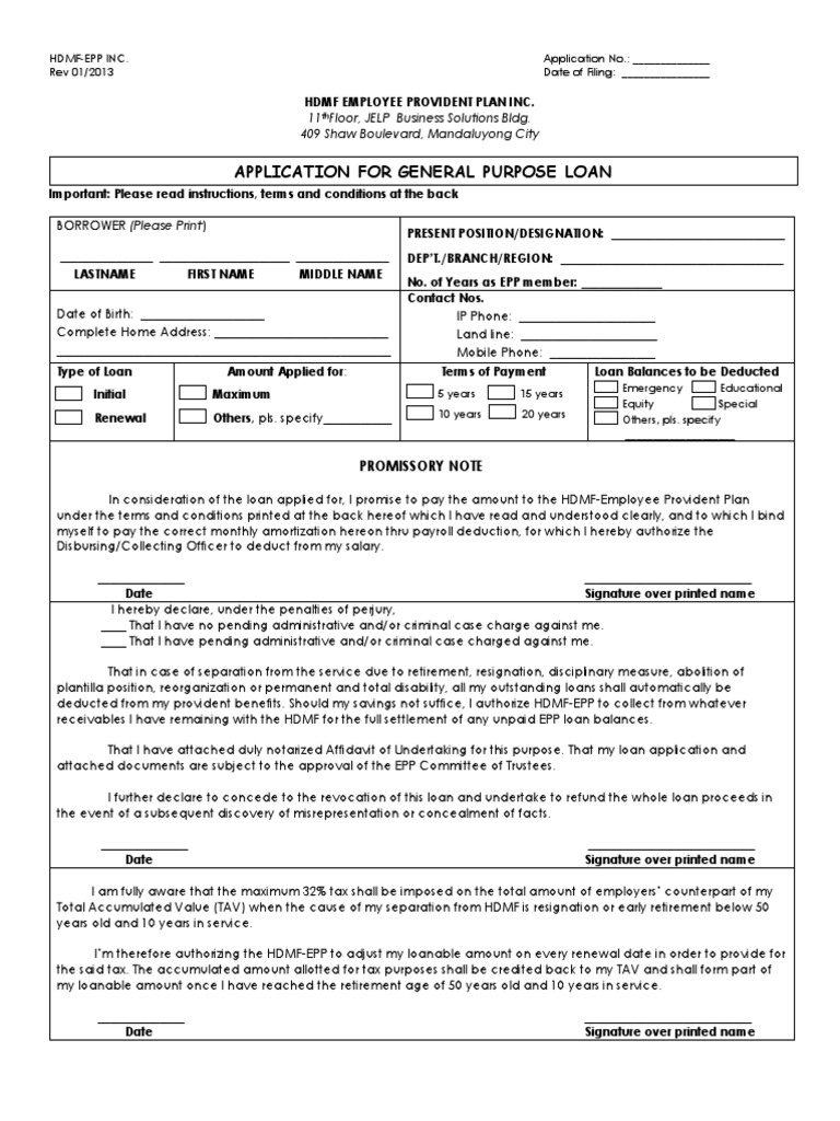 General Purpose Loan - Fillable | PDF | Loans | Fee