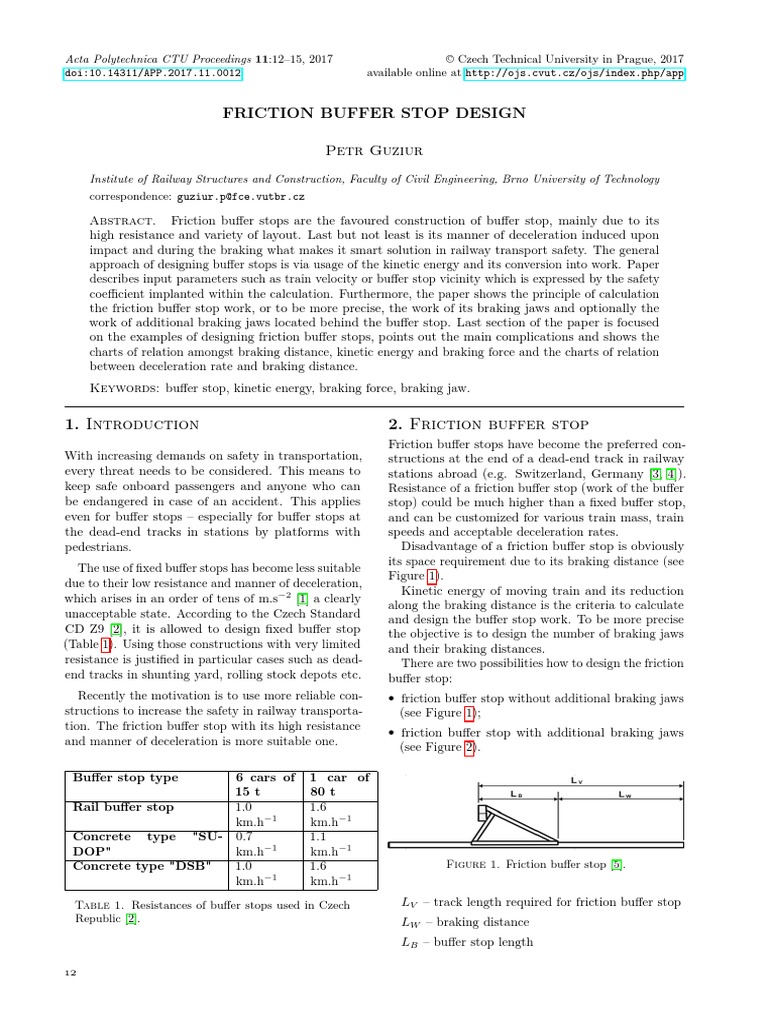 Friction Buffer Stop Design | PDF | Brake | Kinetic Energy